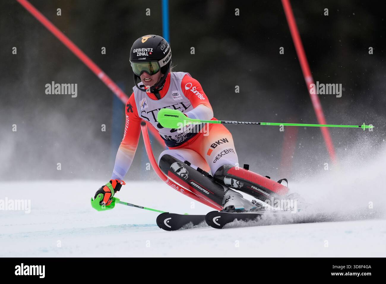Switzerland's Camille Rast competes during a World Cup women's slalom ...