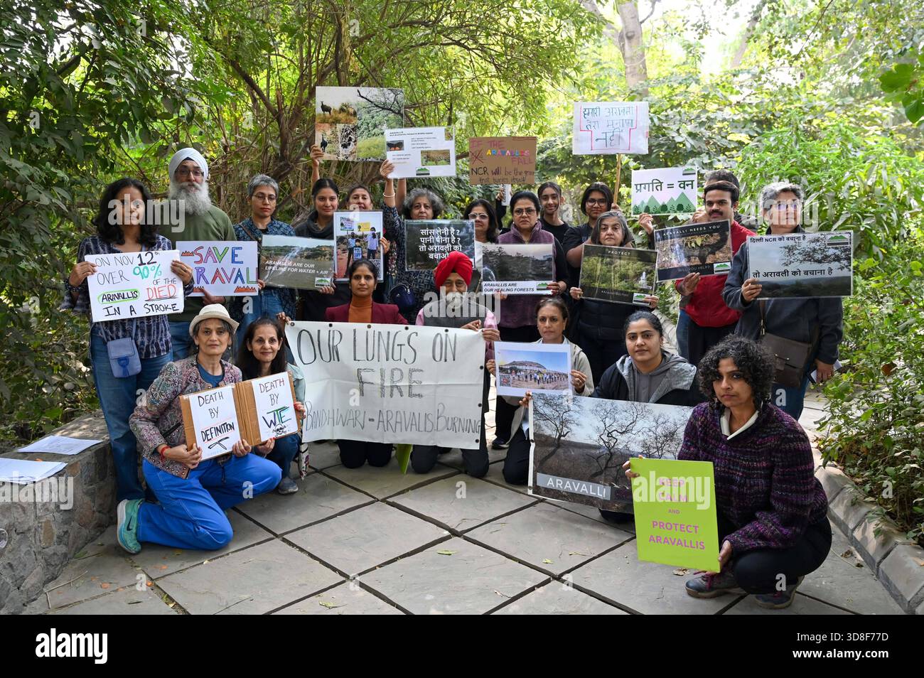 GURIGRAM, INDIA - NOVEMBER 30: Members of the Aravalli Bachao Citizens ...