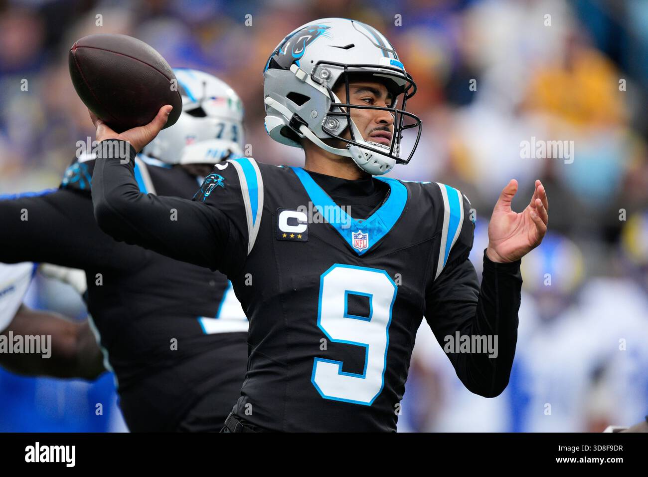 Carolina Panthers quarterback Bryce Young passes against the Los ...