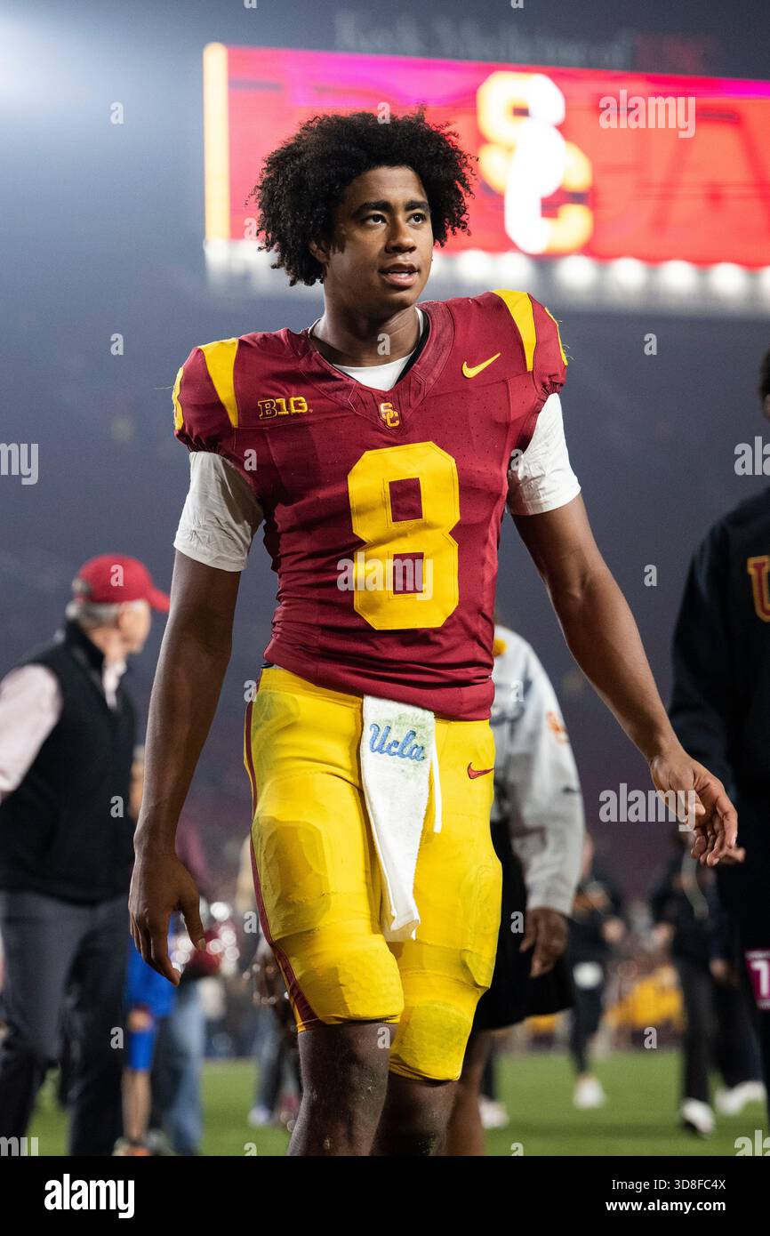 Southern California wide receiver Ja'Kobi Lane (8) walks back to the ...