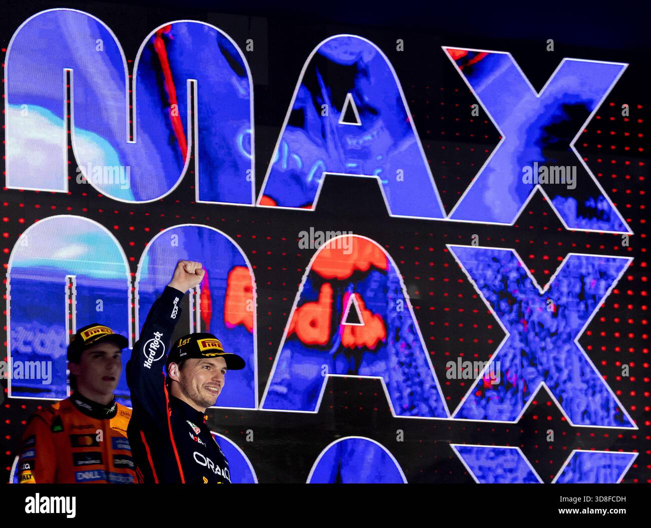 DOHA - Max Verstappen (Red Bull Racing) on the podium after winning the ...