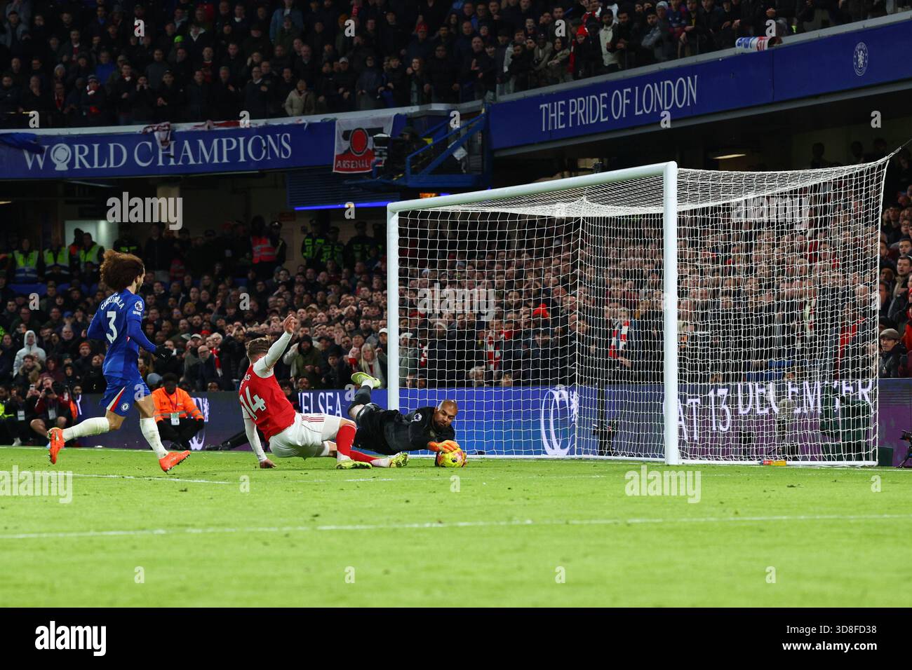 LONDON, UK - 30th Nov 2025: Robert Sanchez of Chelsea saves under ...