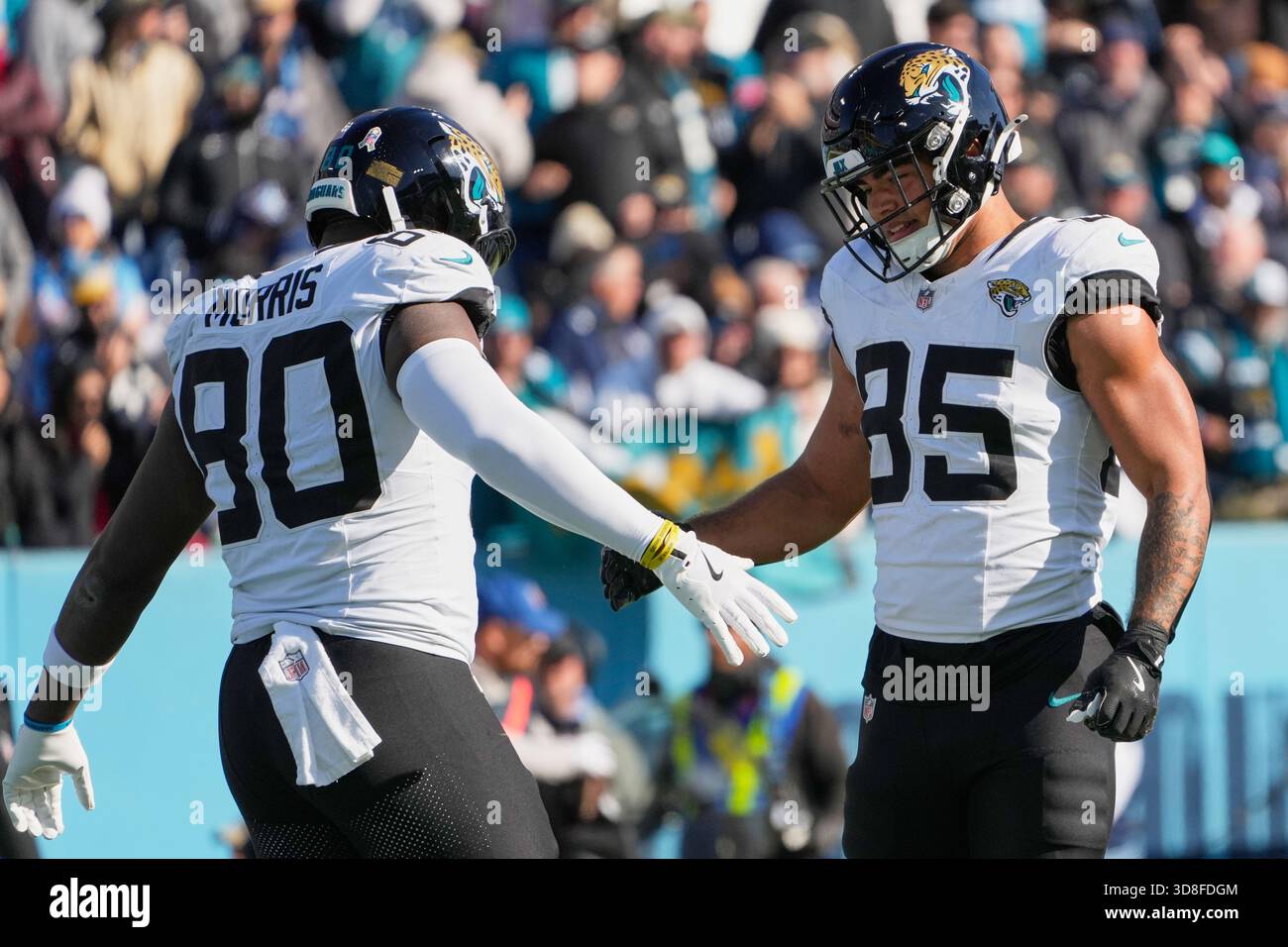 Jacksonville Jaguars tight end Brenton Strange (85) celebrates his ...