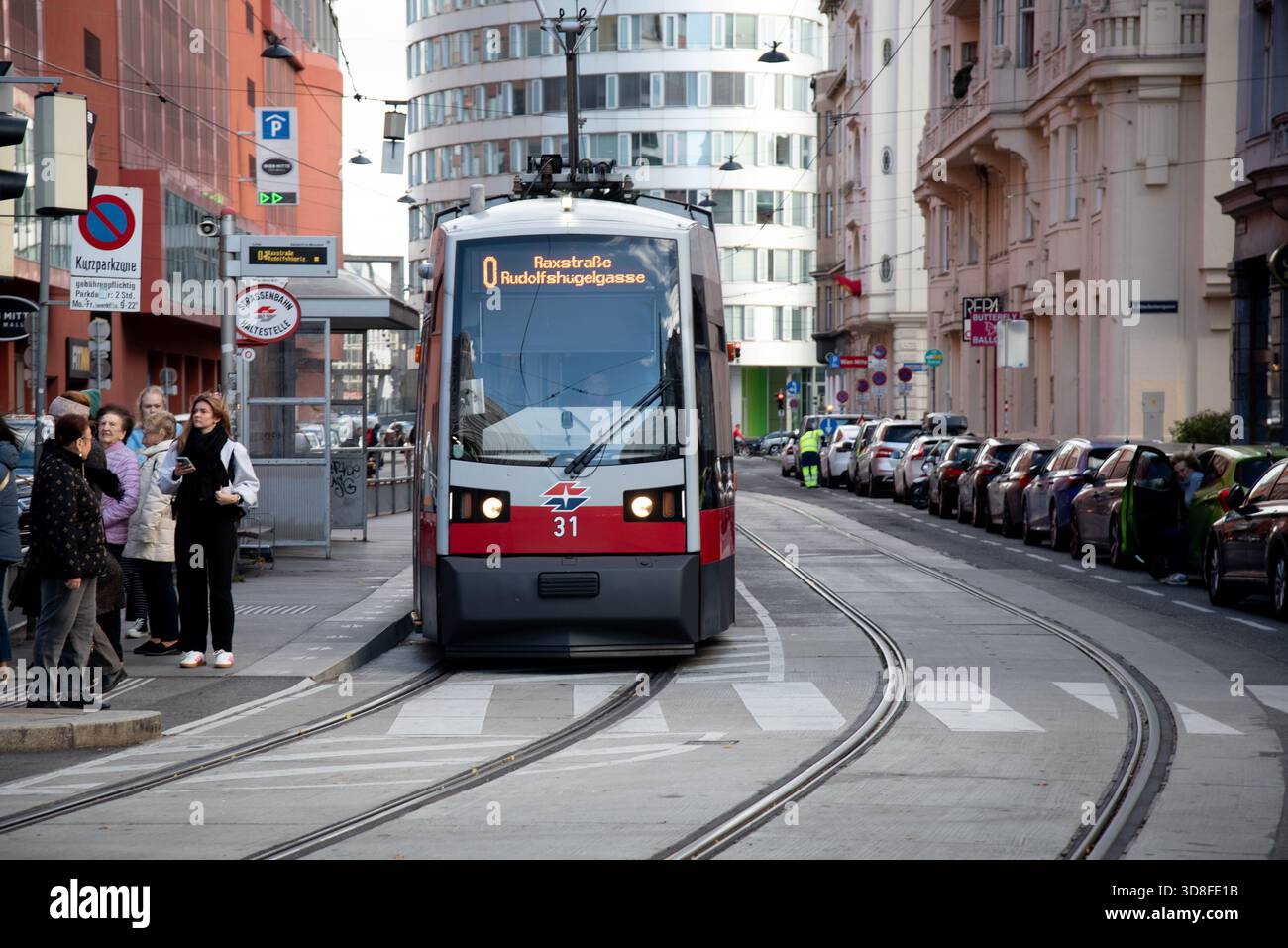 Vienna, Austria, October 24 2025: Modern tram operating on city street ...