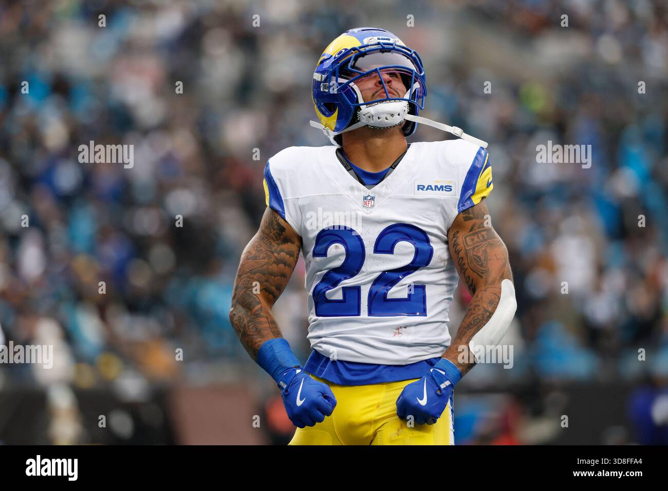 Los Angeles Rams running back Blake Corum celebrates after scoring ...