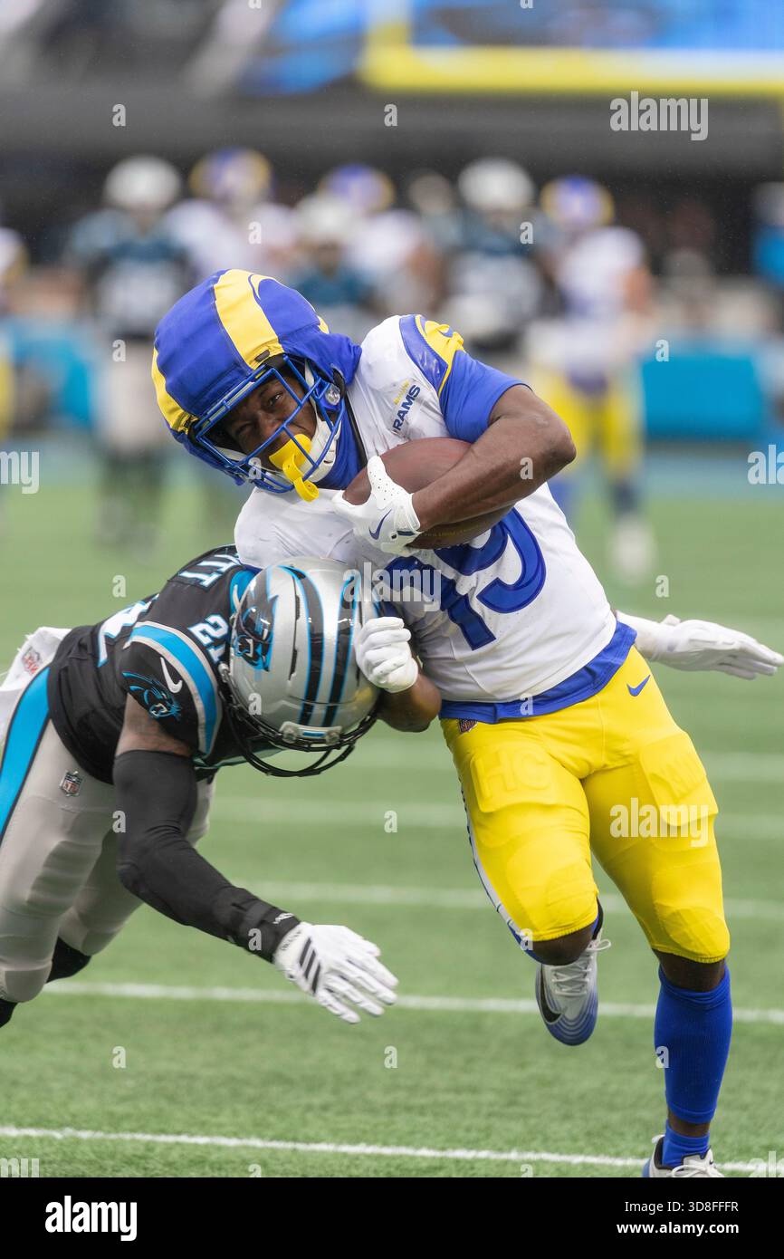 Los Angeles Rams wide receiver Xavier Smith fights for yards as ...