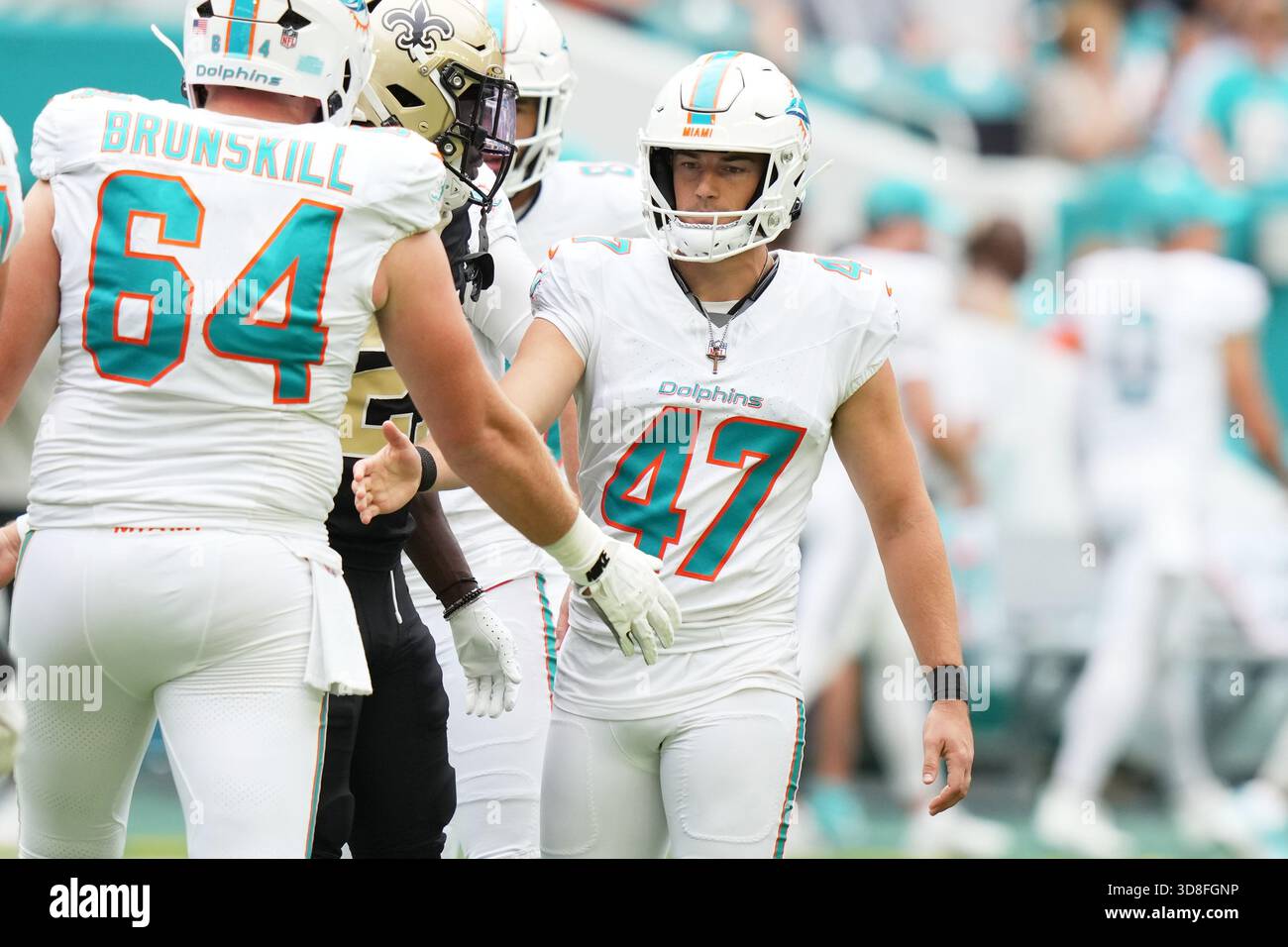 Miami Dolphins place kicker Riley Patterson (47) celebrates after ...