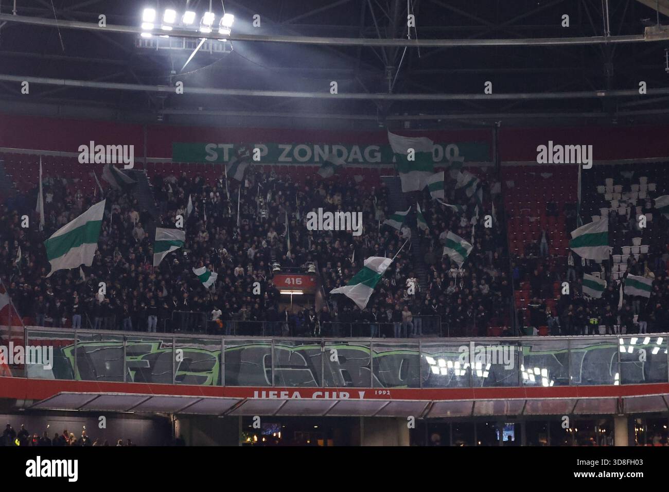 fans of FC Groningen during the Dutch Eredivisie match between AFC Ajax ...