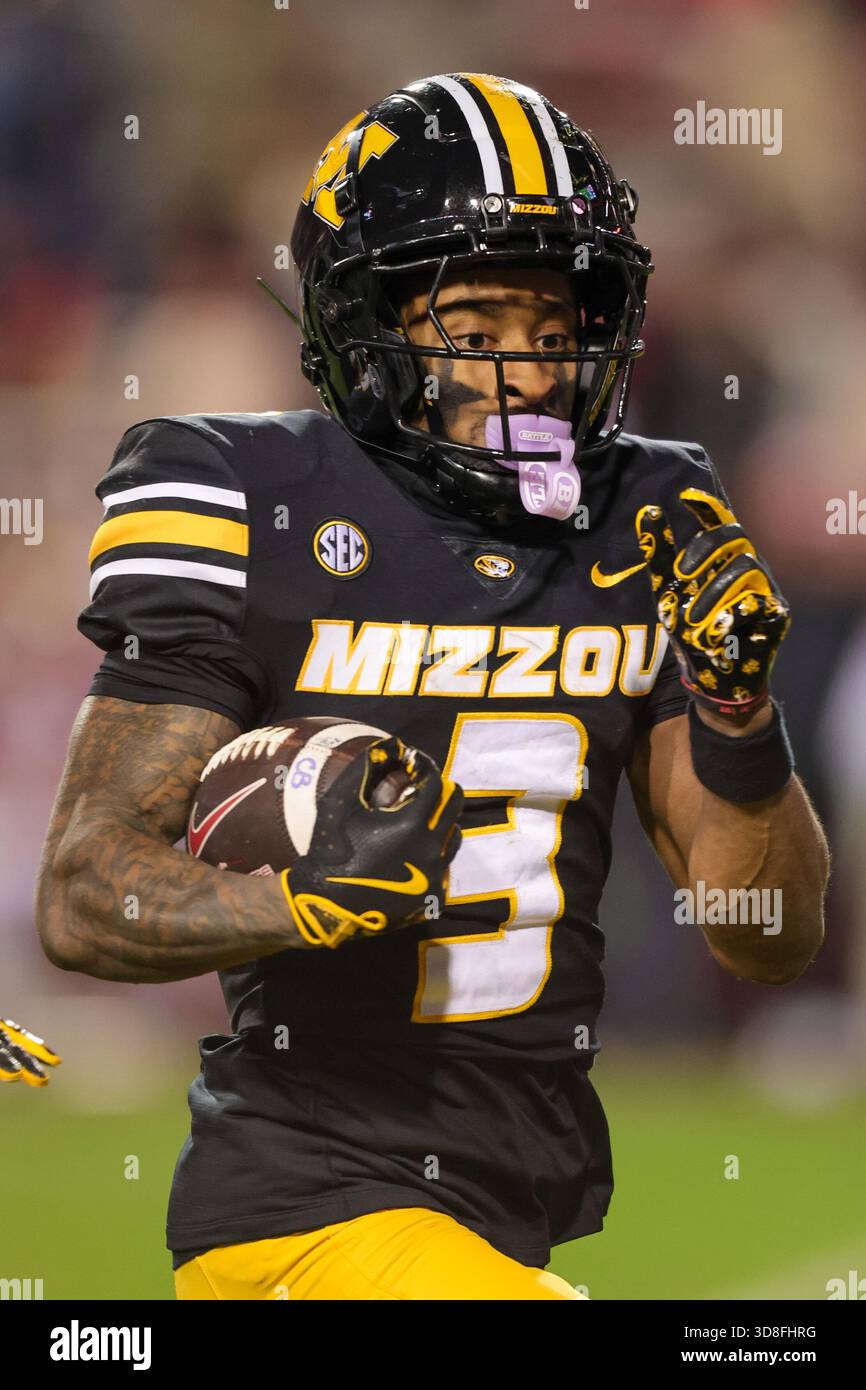November 29, 2025: Kevin Coleman Jr. (3) of Missouri brings a punt back ...