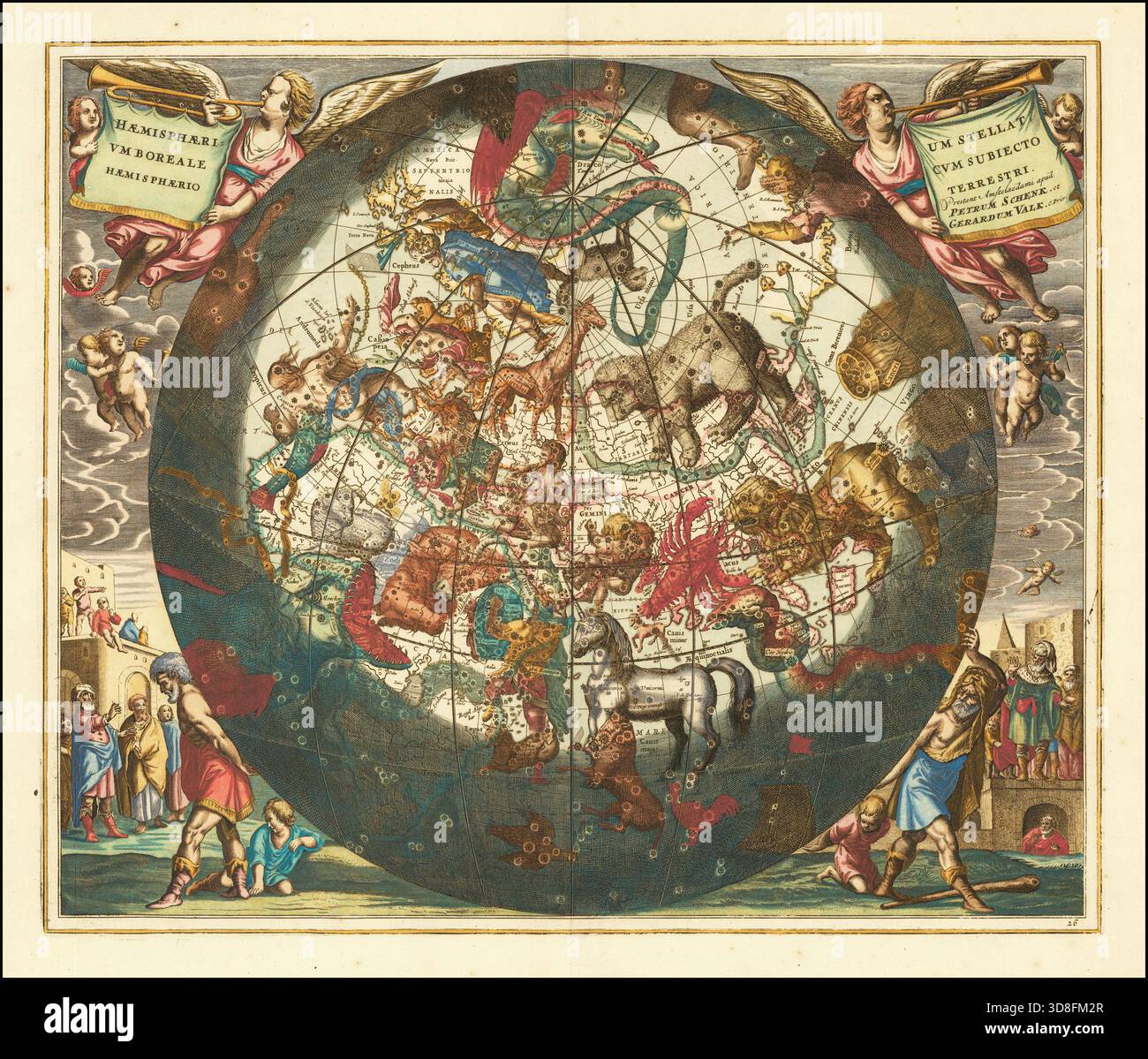 1660 celestial chart of the Northern Sky Andreas Cellarius Stock Photo ...