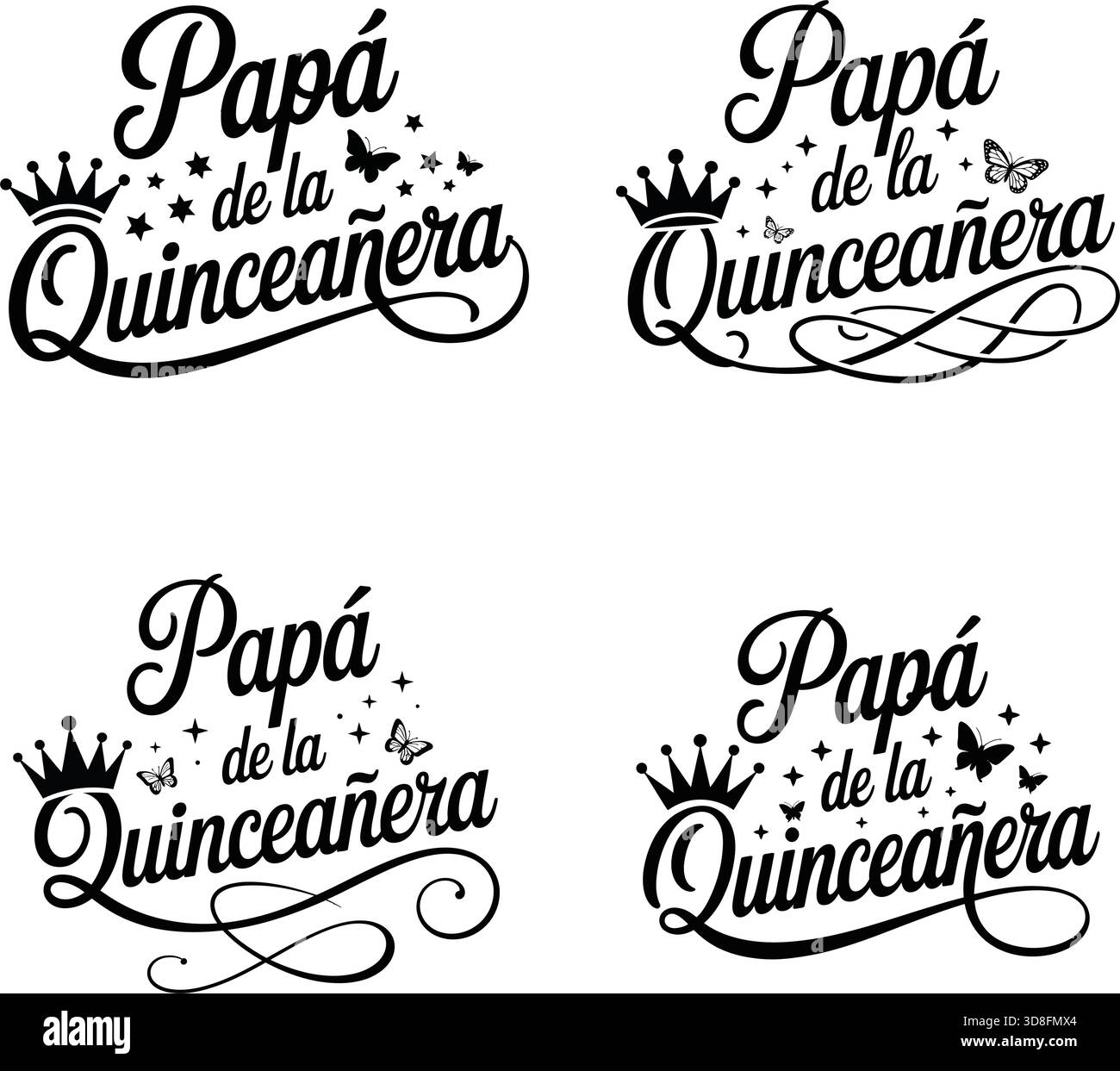 Mis Quince Anos calligraphy bundle set text my 15th birthday in Spanish ...