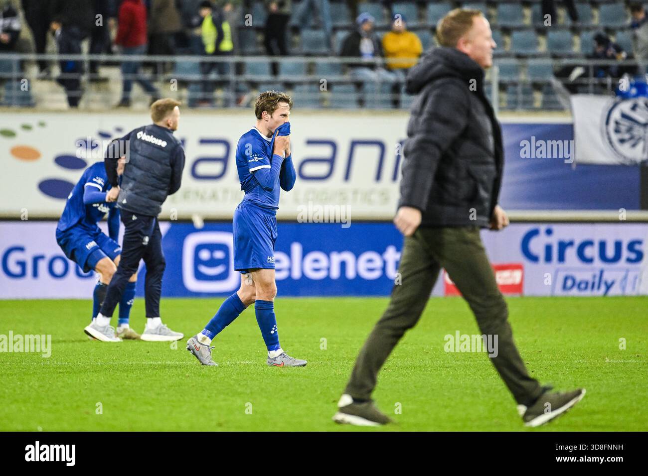 Gent's Matisse Samoise looks dejected after losing a soccer match ...