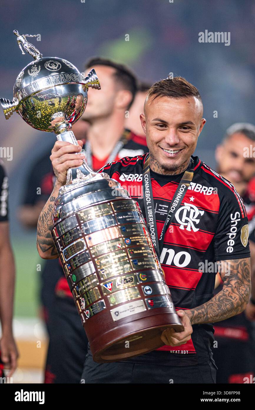 LIMA, PERU - NOVEMBER 29: Everton Cebolinha of Flamengo celebrates ...