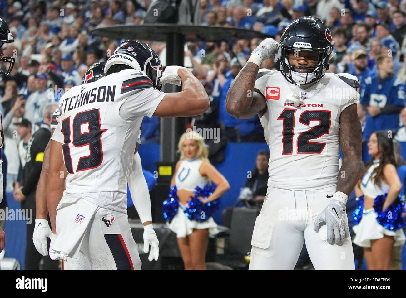 Houston Texans' Nico Collins (12) celebrates after scoring a touchdown ...