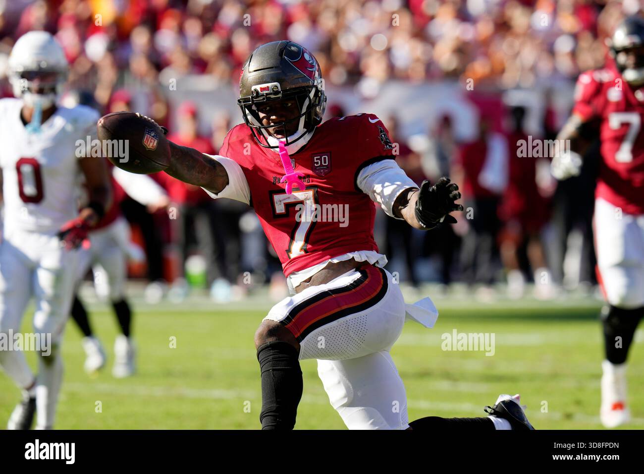 Tampa Bay Buccaneers running back Bucky Irving (7) celebrates a ...