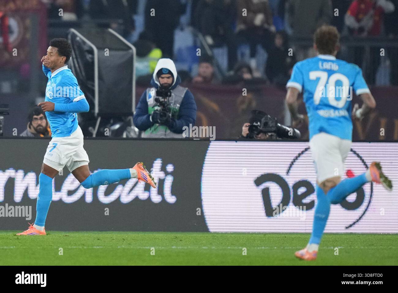 Napoli's David Neres celebrates after scoring during the Serie A ...