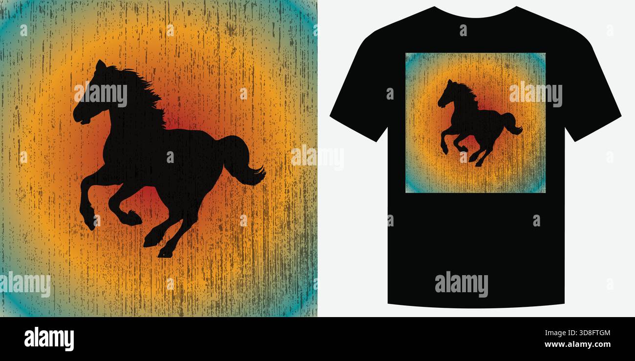 Wild Galloping Horse Retro Vintage T Shirt Design Background vector ...