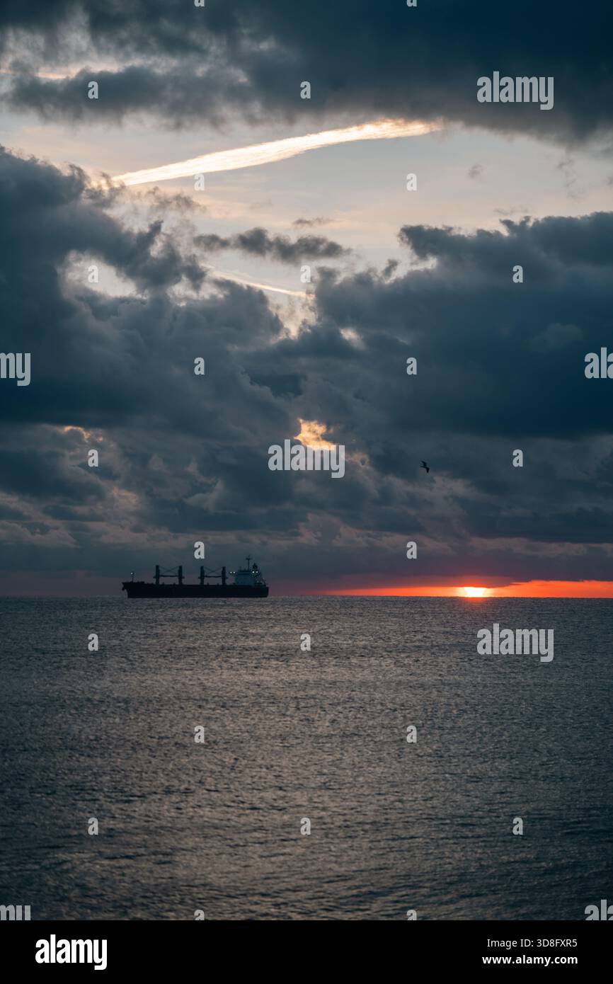 morning harbor with ships reflection, early morning harbor scene with ...