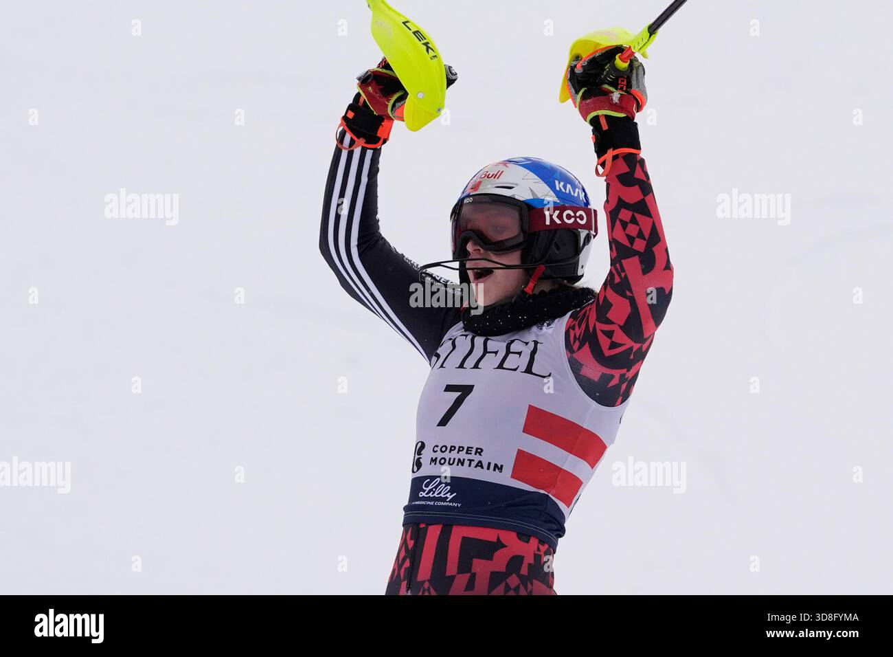 Albania's Lara Colturi celebrates after her run during a World Cup ...