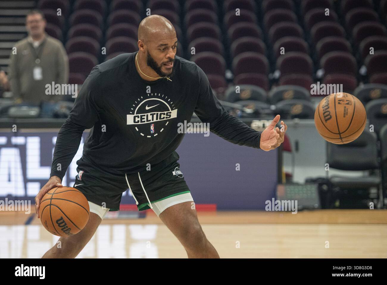 Boston Celtics' Xavier Tillman warms up before an NBA basketball game ...