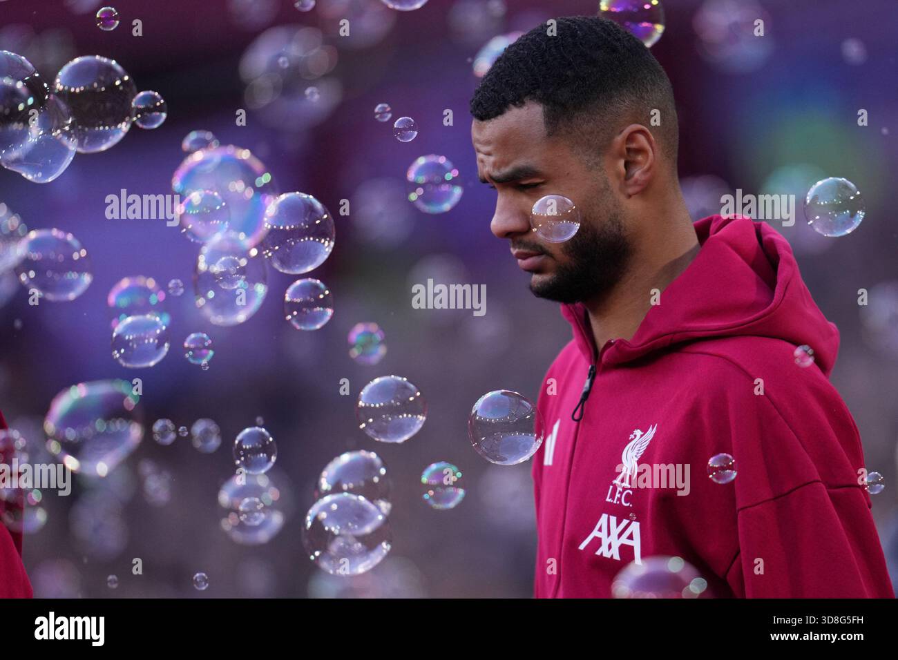 Cody Gakpo of Liverpool ahead of kick off during the Premier League ...