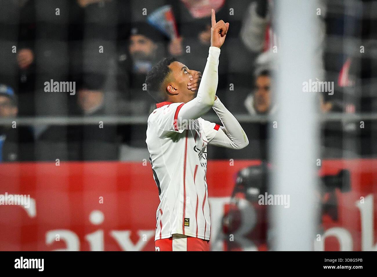 Azzedine OUNAHI of Girona celebrates his goal during the Spanish ...