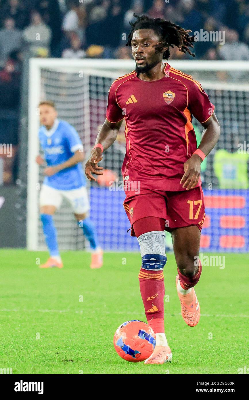 Rome, Italy, 30 November, 2025. Manu Kone', of Roma, in action during ...
