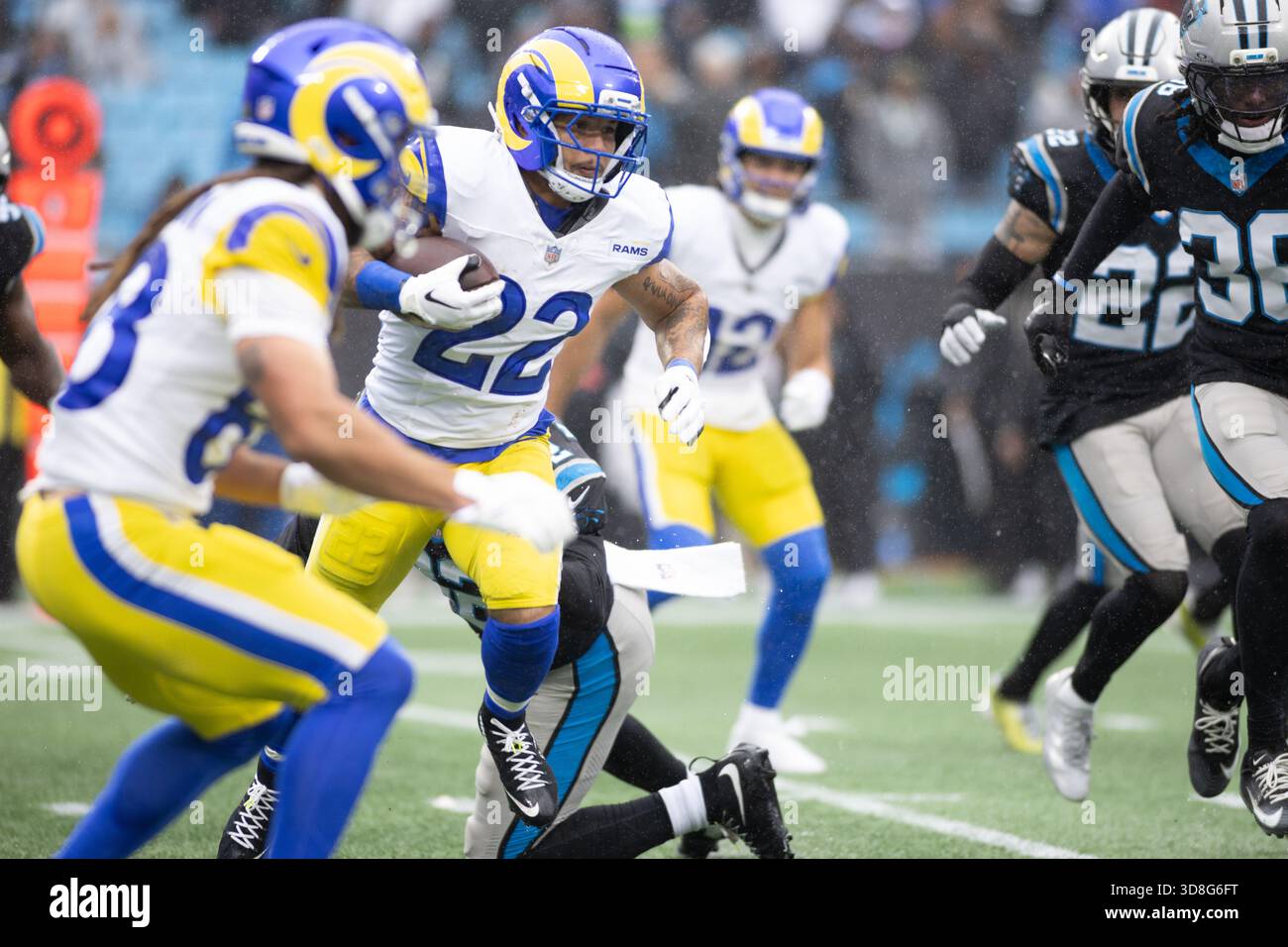 Los Angeles Rams running back Blake Corum (22) runs the ball at Bank of ...