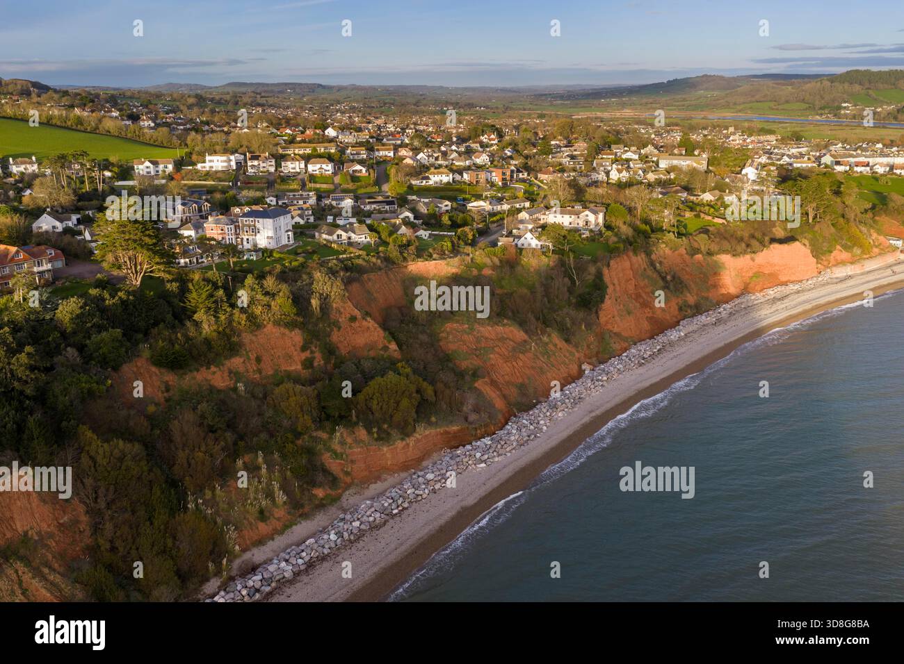Seaton, Devon, UK. 30th November 2025. Aerial view of cliffs at Seaton ...