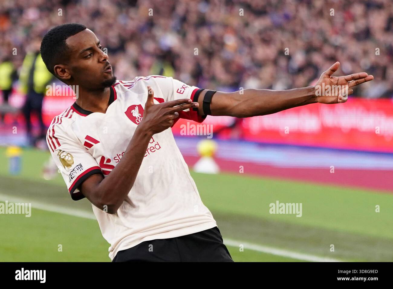 Alexander Isak of Liverpool celebrates during the Premier League match ...