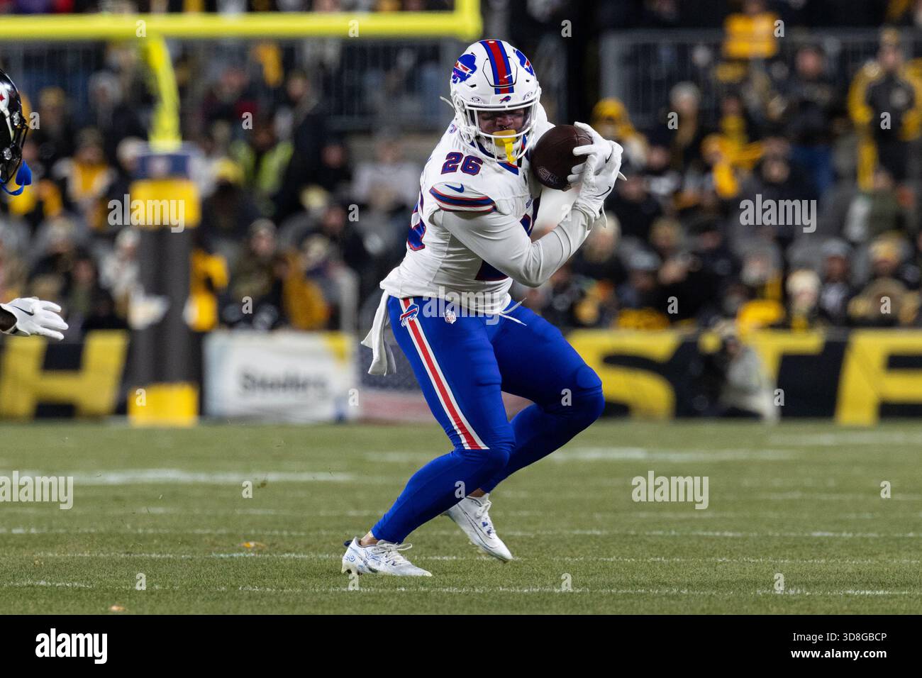Buffalo Bills running back Ty Johnson (26) turns after a reception ...