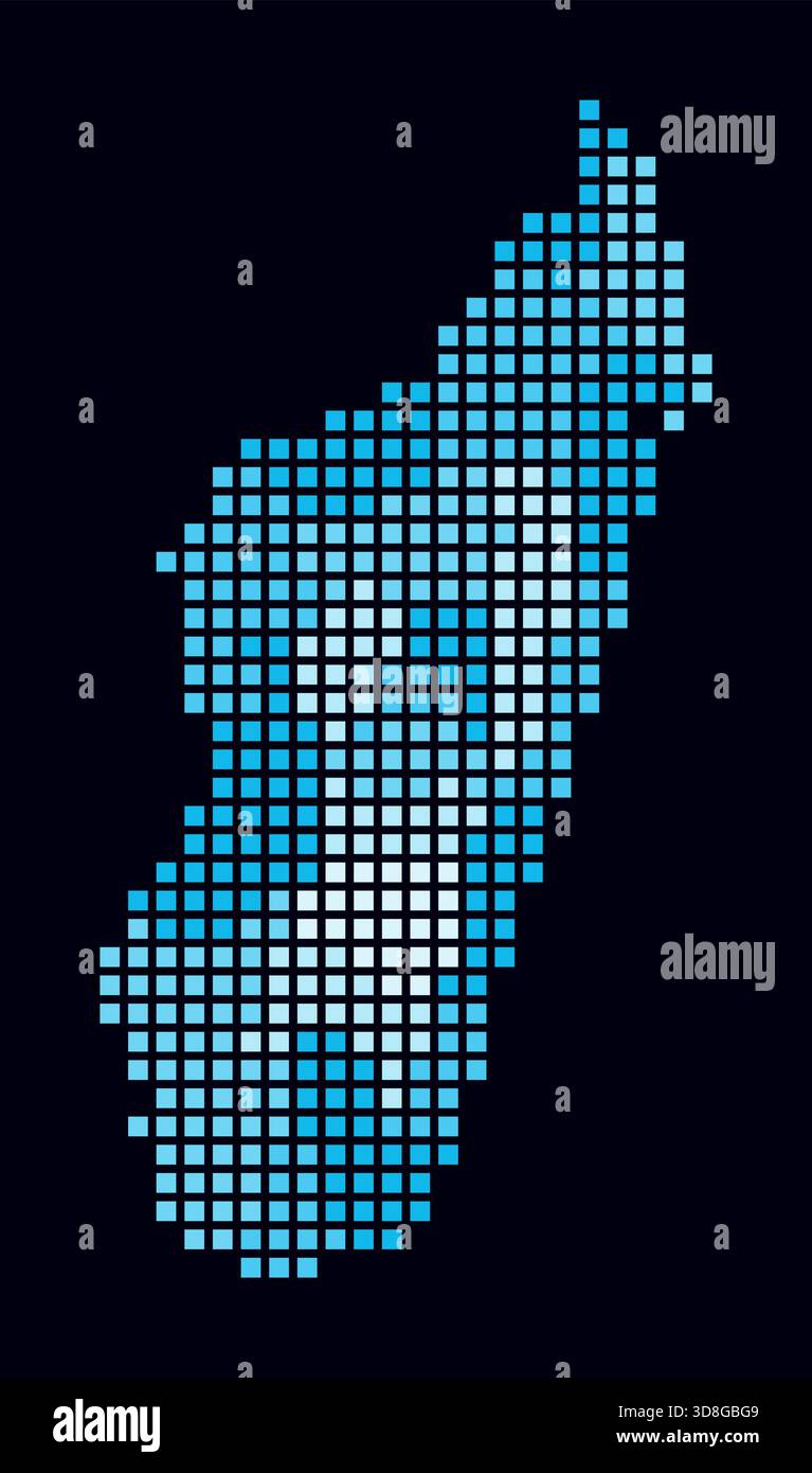 Madagascar dotted map. Digital style map of the country on a dark ...