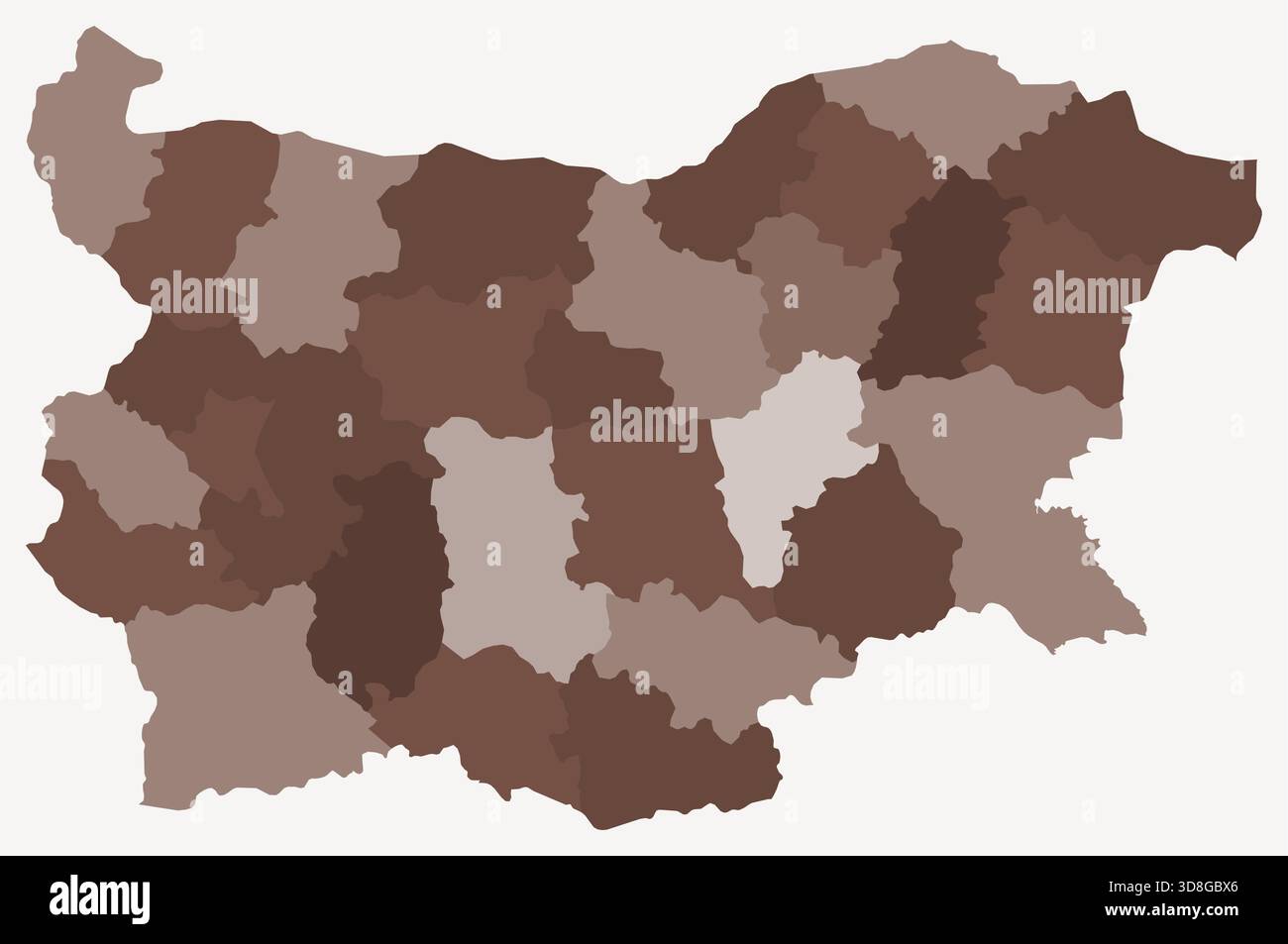 Map of Bulgaria with regions. A simple country border map with region ...