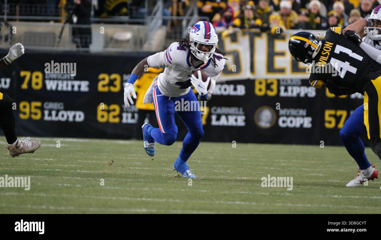 Nov 30, 2025: James Cook III #4 during the Pittsburgh Steelers vs ...