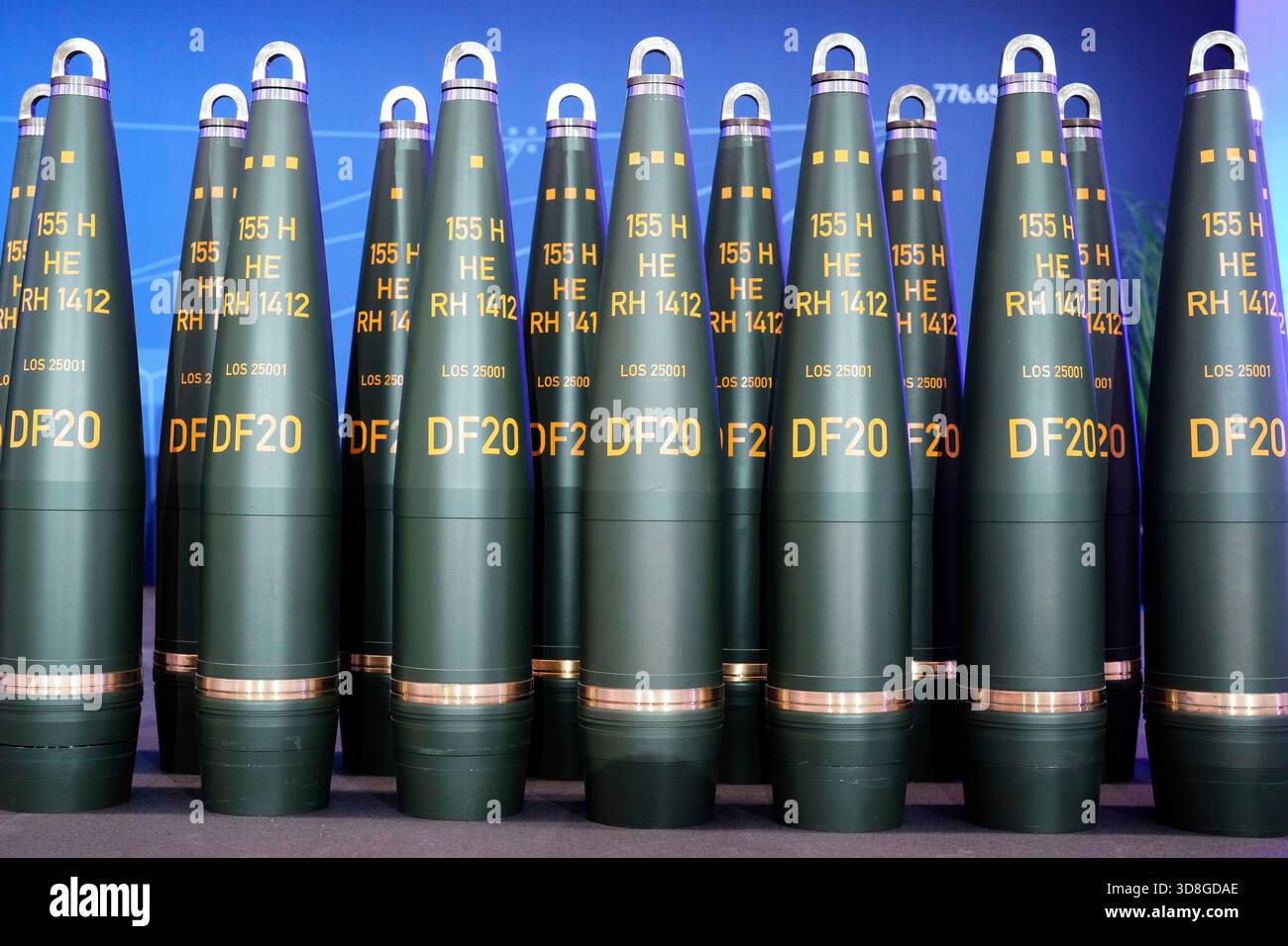 FILE - Artillery shells of German arms manufacturer Rheinmetall are ...