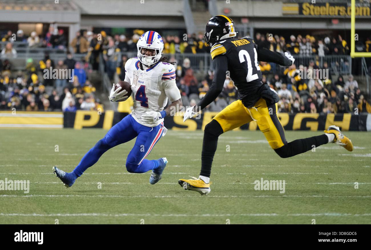 Nov 30, 2025: James Cook III #4 during the Pittsburgh Steelers vs ...