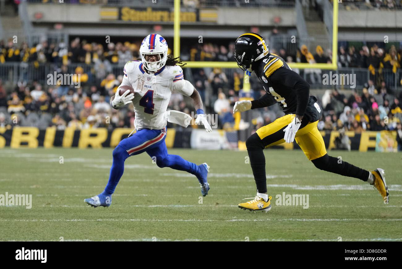 Nov 30, 2025: James Cook III #4 during the Pittsburgh Steelers vs ...