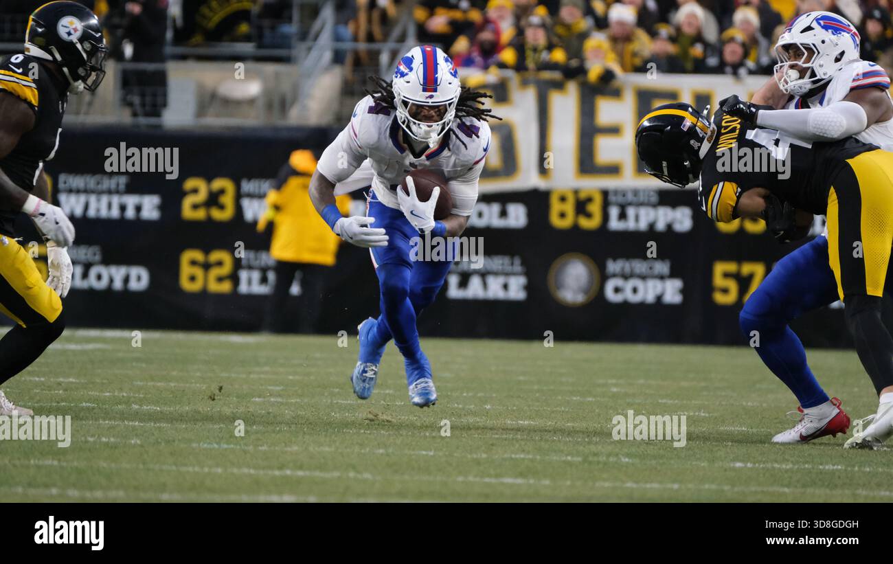 Nov 30, 2025: James Cook III #4 during the Pittsburgh Steelers vs ...