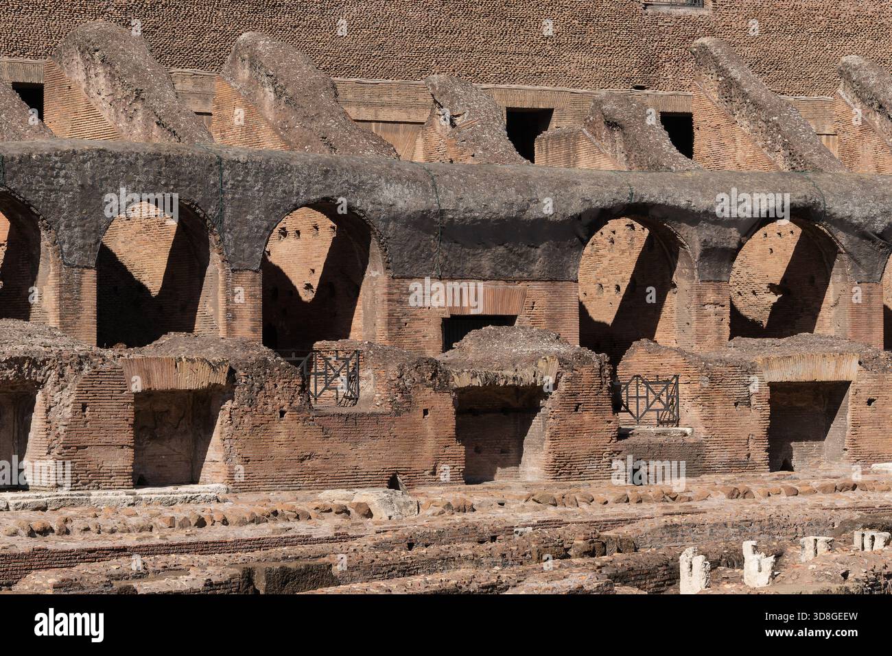 Italy - Rome - Colosseum - Interior arena hypogeum with underground ...