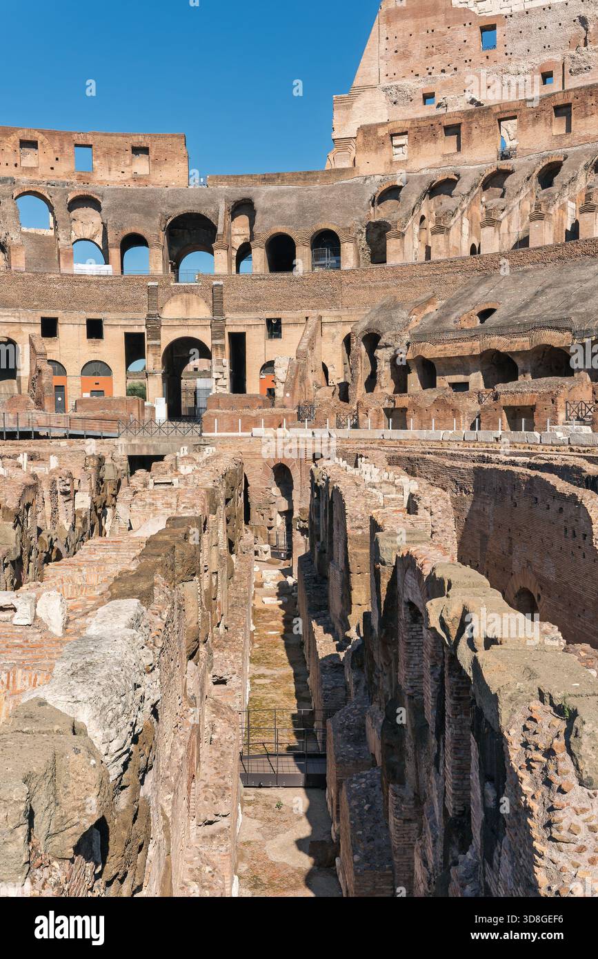 Italy - Rome - Colosseum - Interior arena floor with underground ...