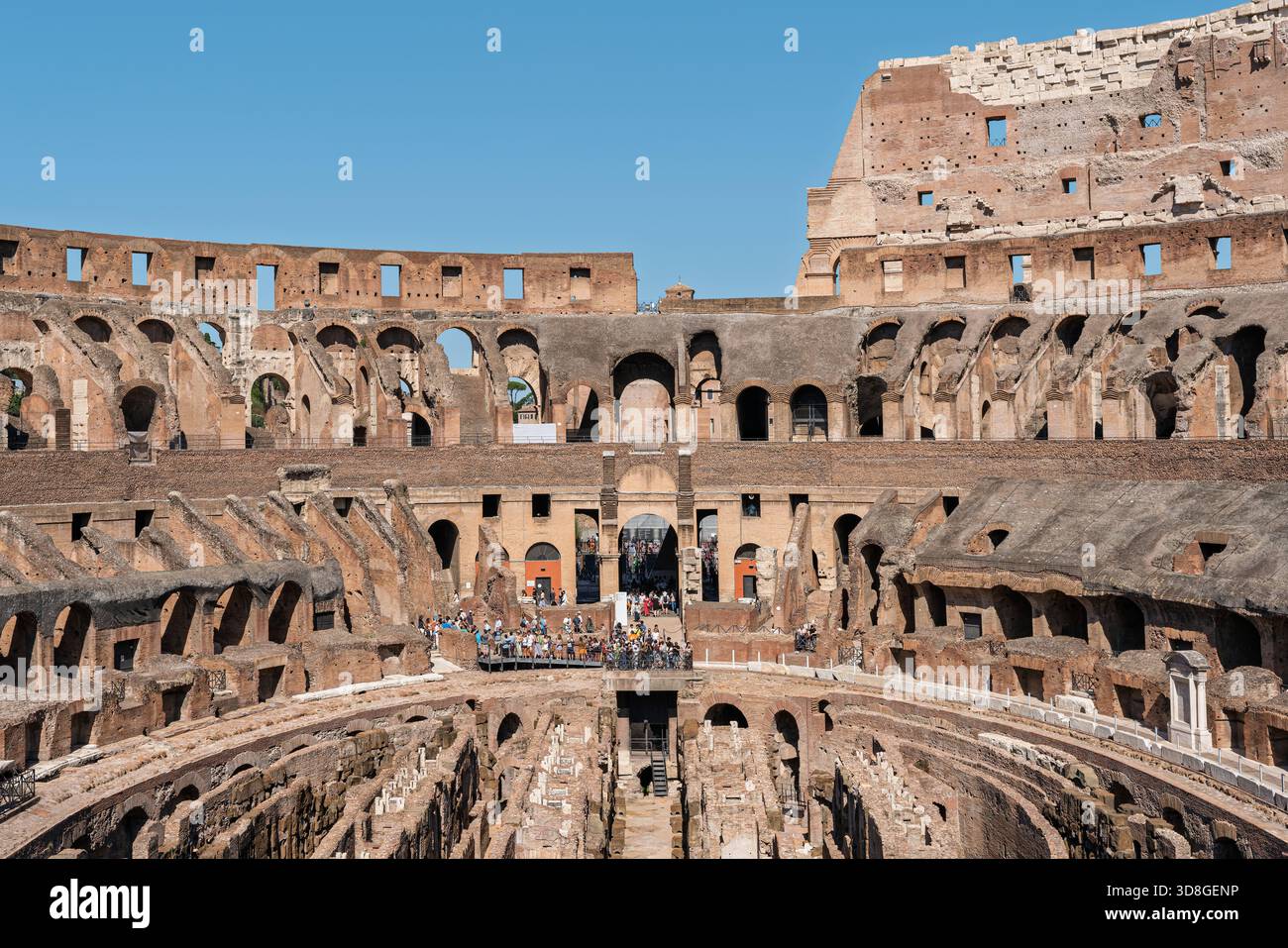 Italy - Rome - Colosseum - Interior curved seating tiers and arena ...