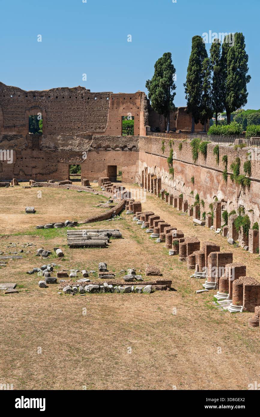 Italy - Rome - Stadio Palatino - Ancient Roman stadium ruins with ...