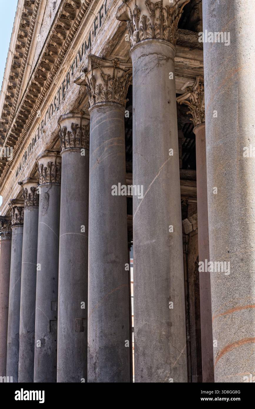 Italy - Rome - Pantheon - Exterior portico showing Corinthian columns ...