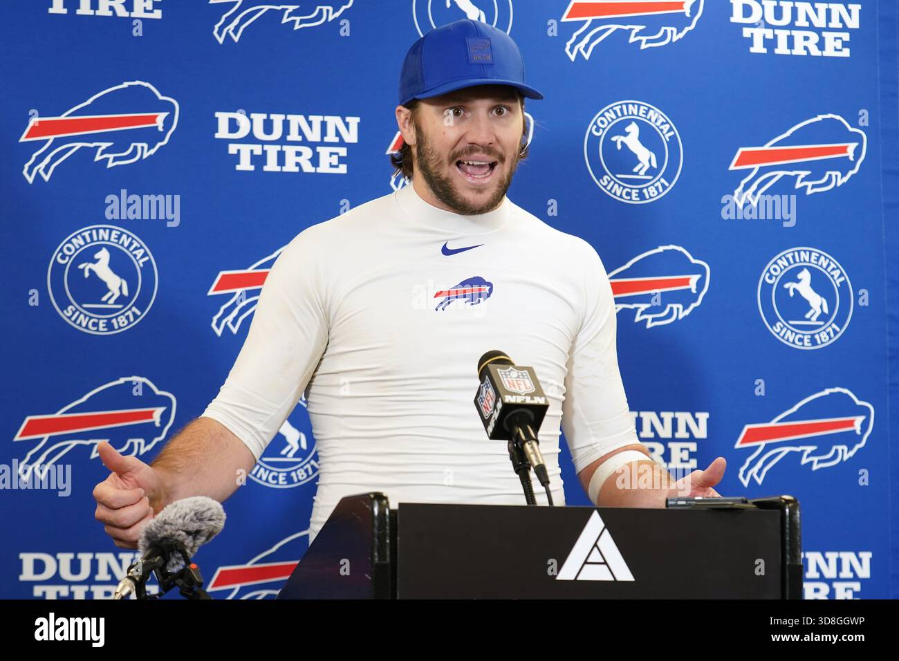 Buffalo Bills quarterback Josh Allen speaks during a press conference ...