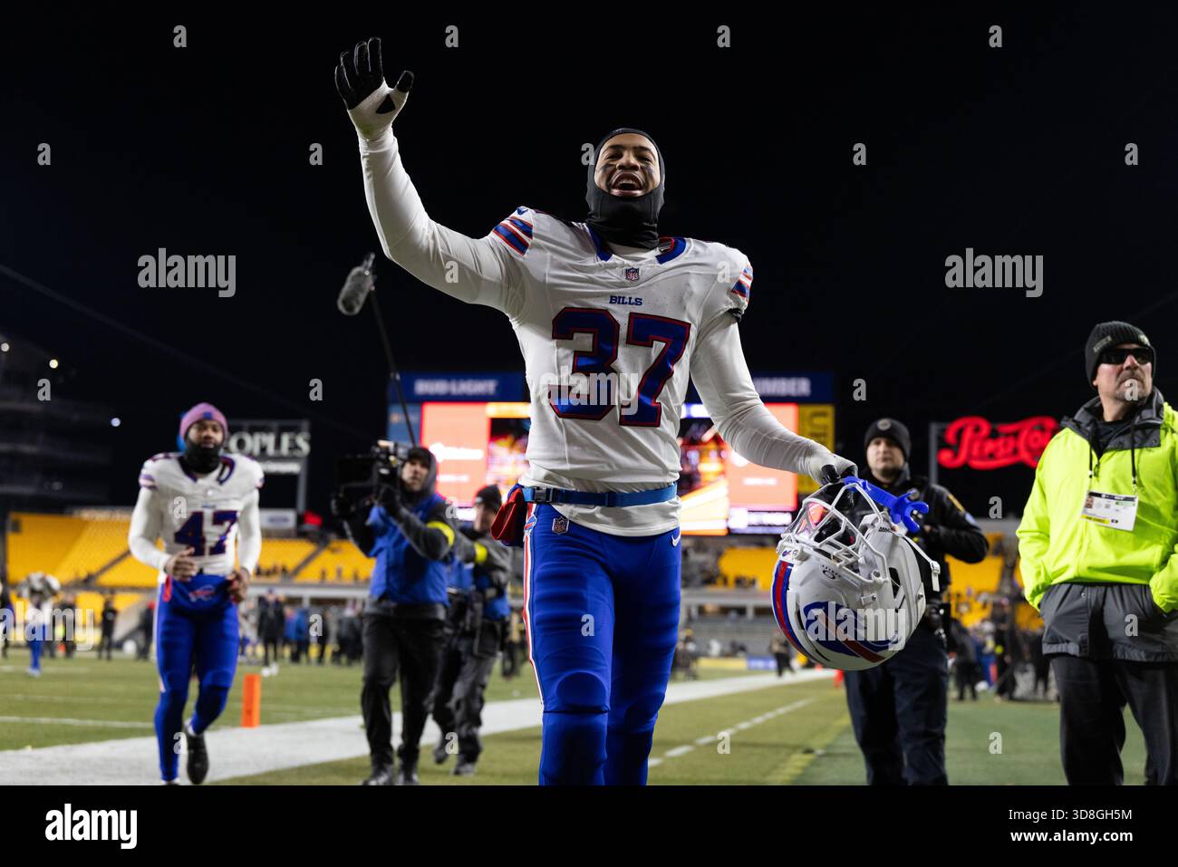 Buffalo Bills cornerback Jordan Hancock (37) reacts after an NFL ...
