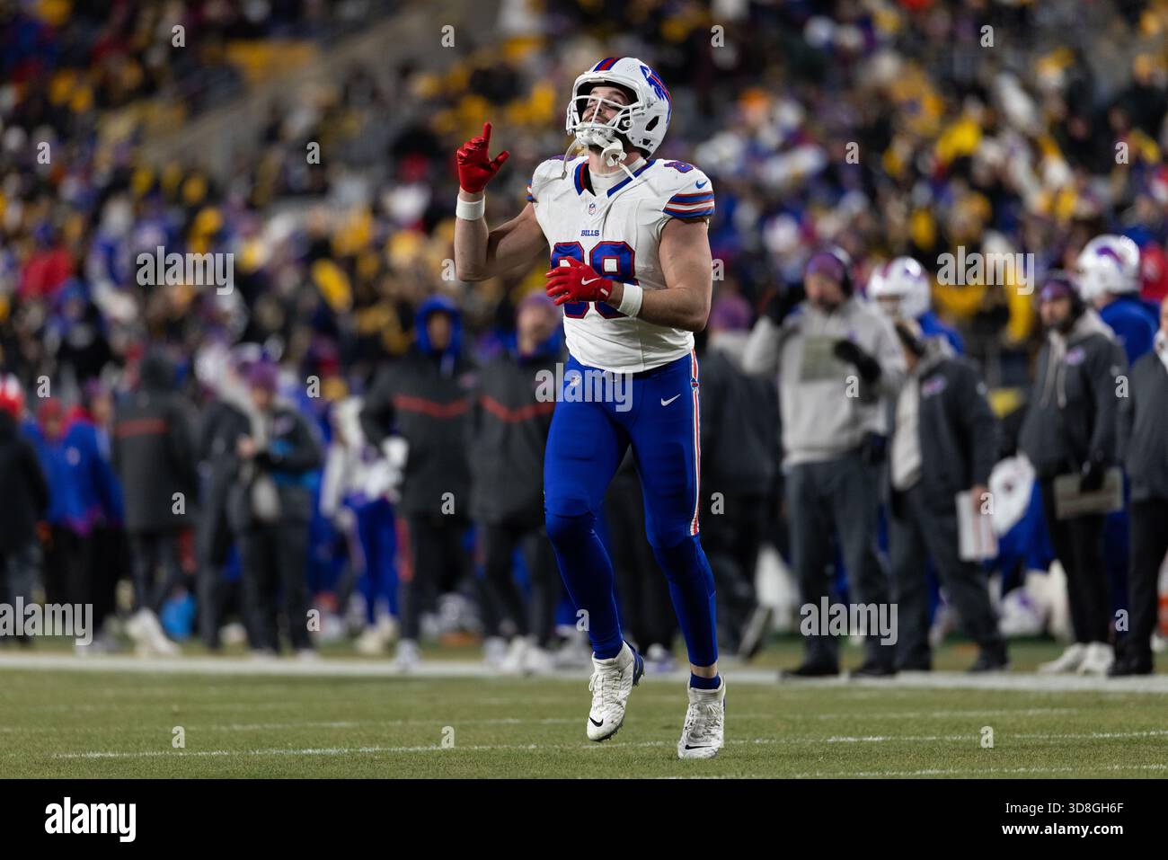 Buffalo Bills tight end Dawson Knox (88) reacts during an NFL football ...