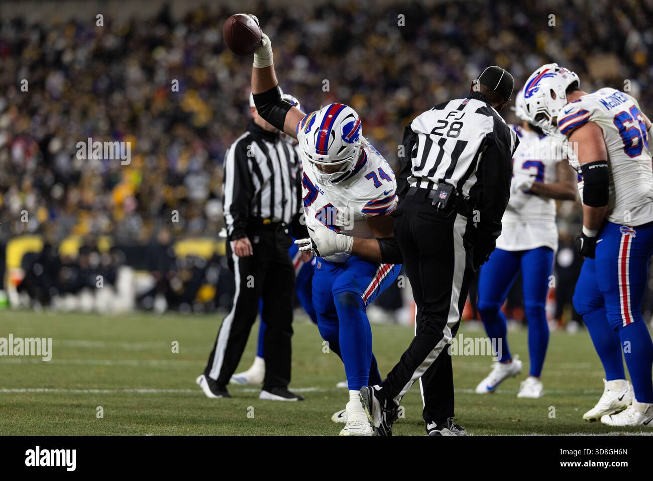 Buffalo Bills offensive tackle Ryan Van Demark (74) celebrates after a ...