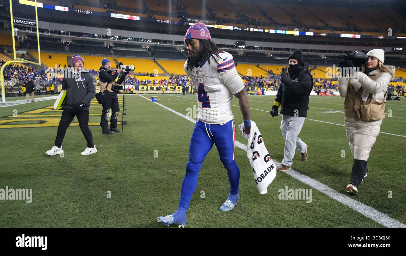 Nov 30, 2025: James Cook III #4 during the Pittsburgh Steelers vs ...