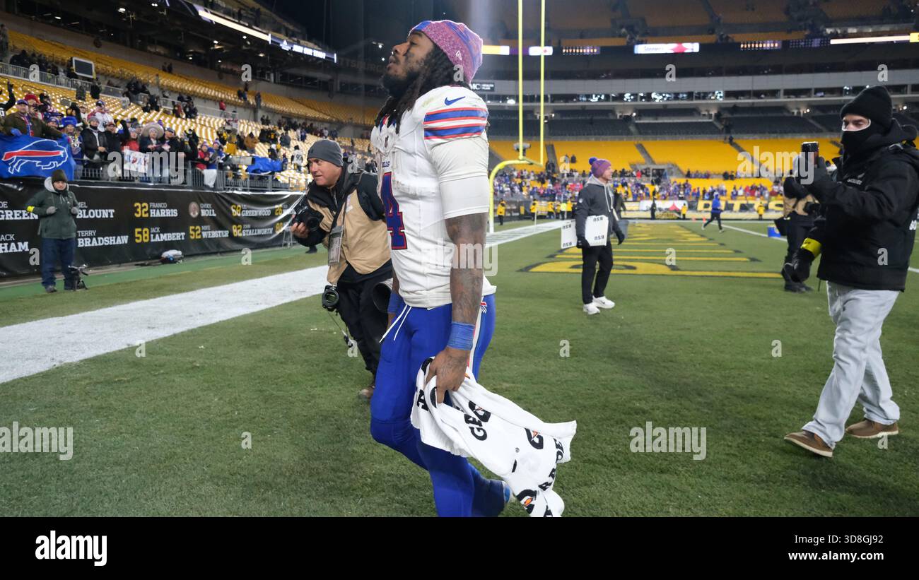Nov 30, 2025: James Cook III #4 during the Pittsburgh Steelers vs ...