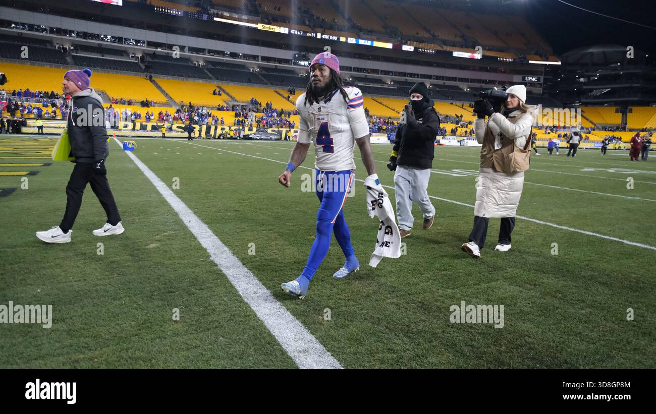 Nov 30, 2025: James Cook III #4 during the Pittsburgh Steelers vs ...